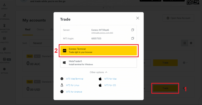 วิธีเข้าสู่เว็บไซต์ Exness และเข้าสู่ระบบ MT4 MT5 WebTerminal - Traderocket.net