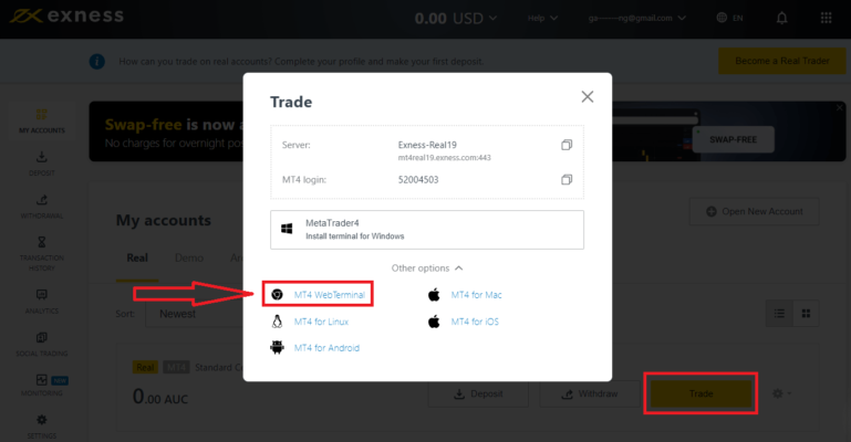 วิธีเข้าสู่เว็บไซต์ Exness และเข้าสู่ระบบ MT4 MT5 WebTerminal - Traderocket.net
