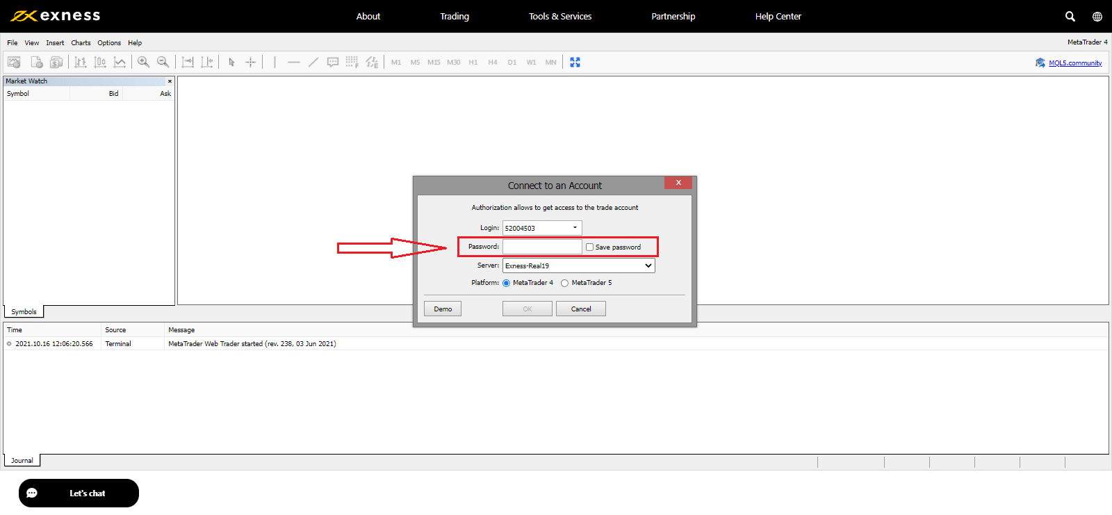 วิธีเข้าสู่เว็บไซต์ Exness และเข้าสู่ระบบ MT4 MT5 WebTerminal - Traderocket.net